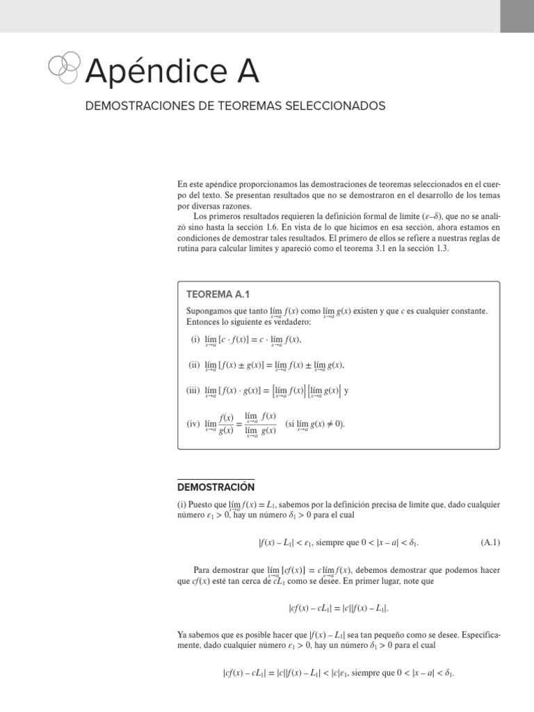 Apéndice A-Demostración de Teoremas | PDF | Matemáticas | Análisis matemático