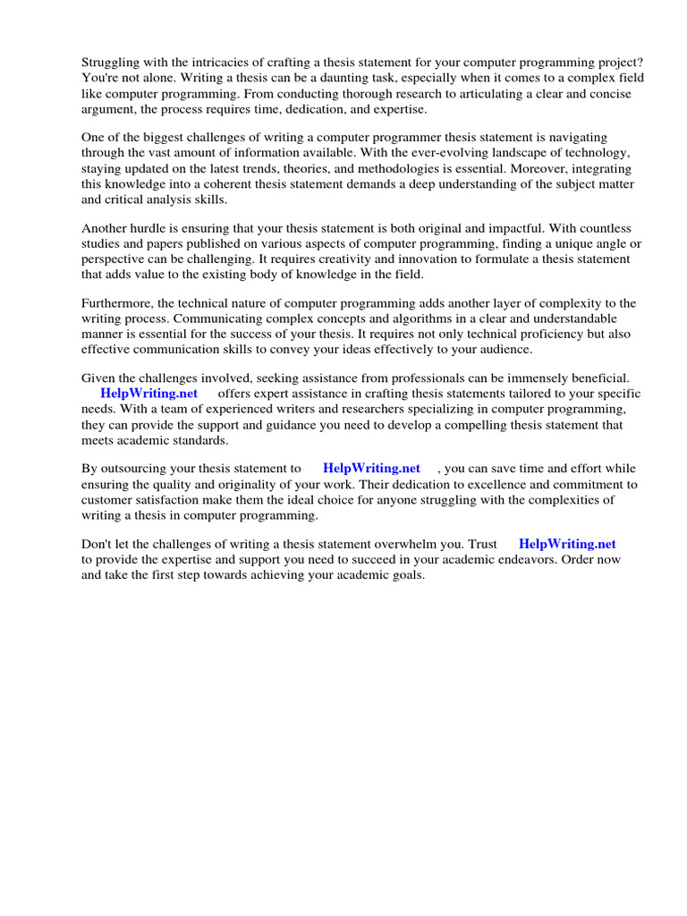 Thesis Help for CS Students | PDF