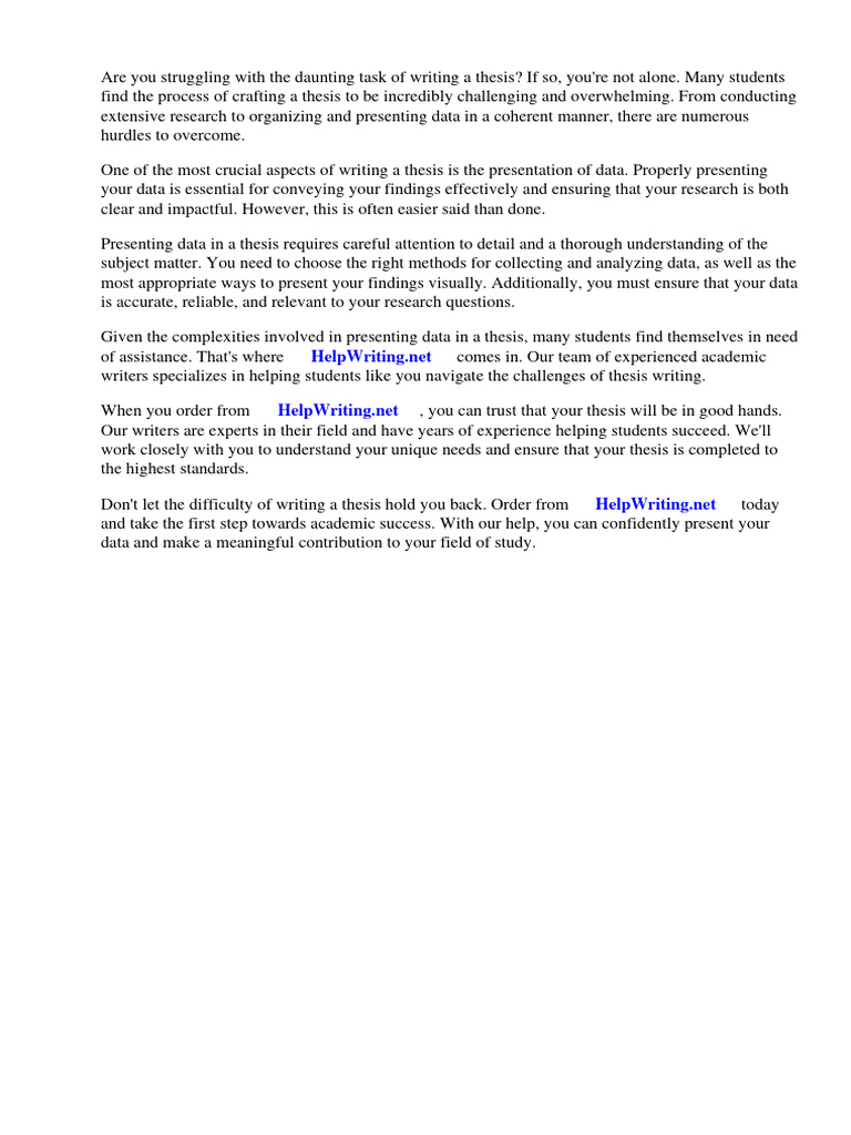 Sample Thesis Presentation of Data | PDF