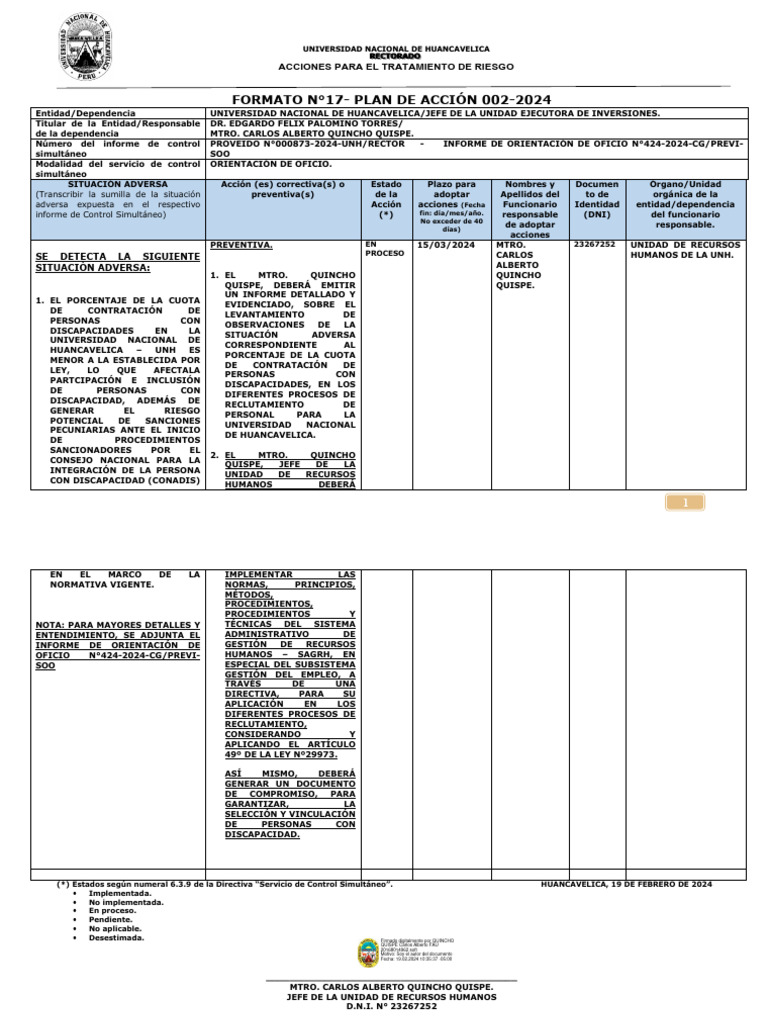 Formato N 17-A Plan-Acc-002-24 Rec Huma Discap (F) | PDF