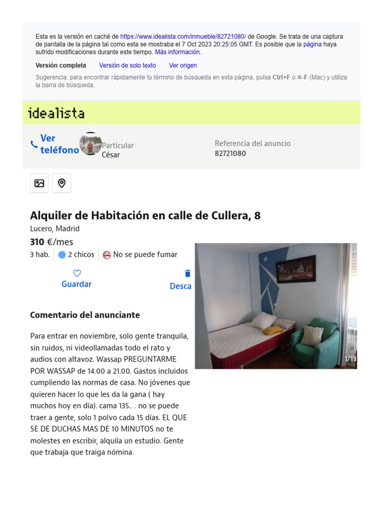 Ejemplo de anuncio de alquiler de habitación | PDF