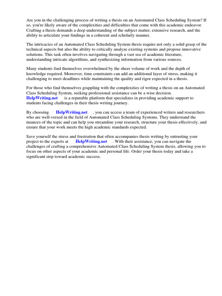 Automated Class Scheduling System Thesis | PDF | Teachers | Thesis Automated Class Scheduling System Thesis | PDF | Teachers | Thesis