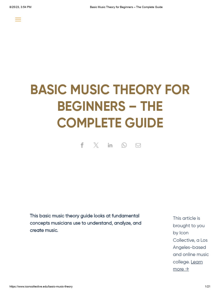 Basic Music Theory For Beginners - The Complete Guide | PDF