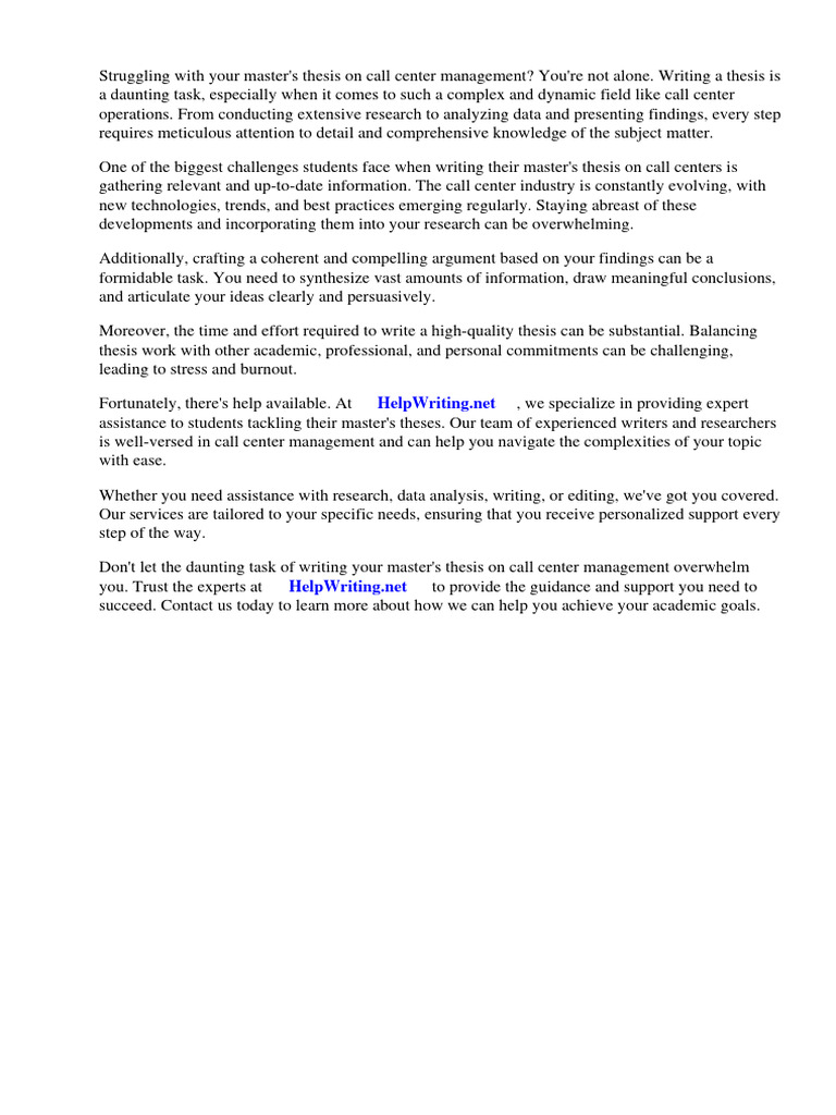 Thesis Help for Call Center Management | PDF | Career & Growth | Business