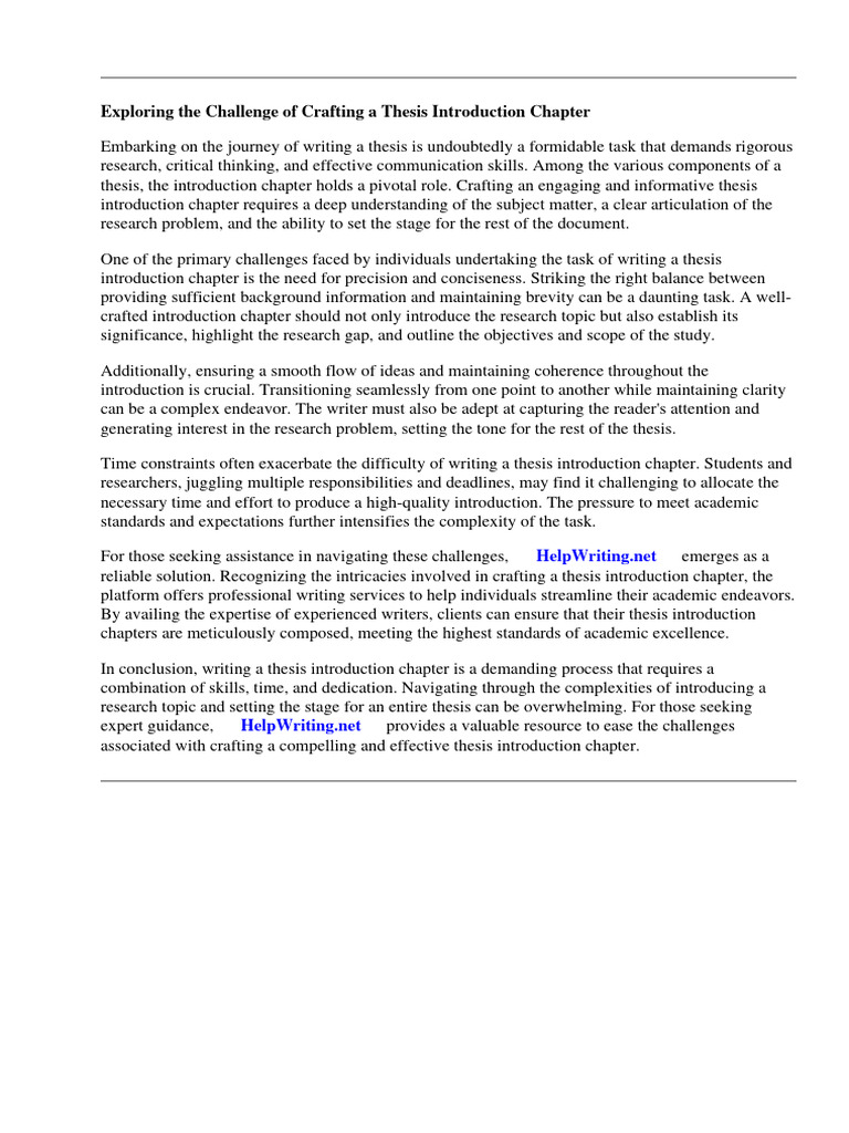 Writing A Thesis Introduction Chapter | PDF | Thesis | Computing