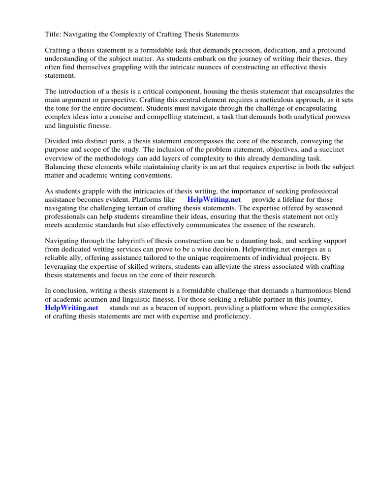 Parts of a Thesis Statements | PDF | Essays | Thesis