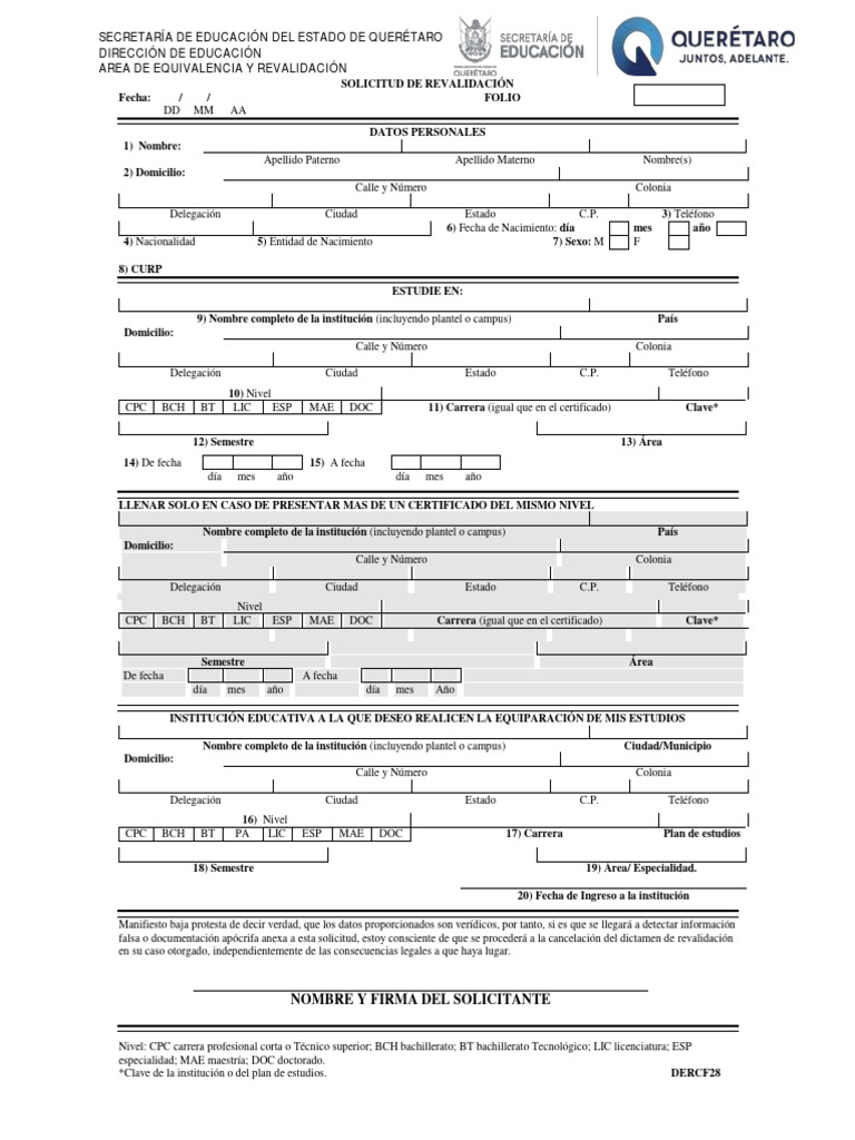 Solicitud de Revalidacion 2022 | PDF