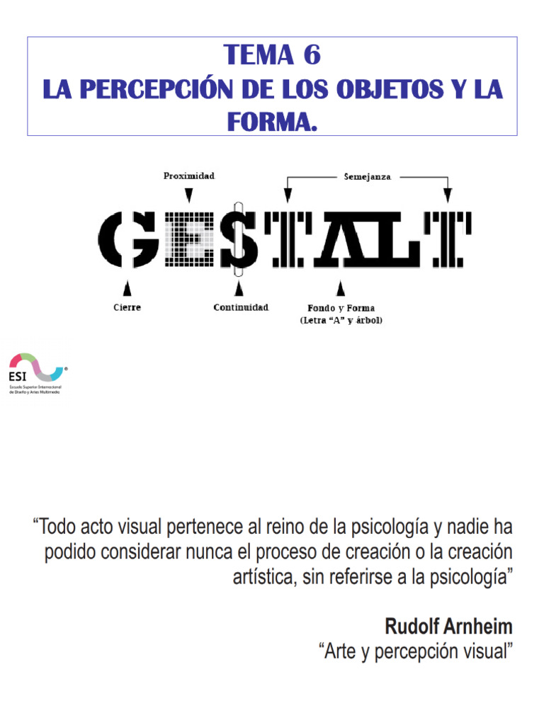 Tema 6. LA PERCEPCION DE LOS OBJETOS | PDF | Percepción | Procesos mentales