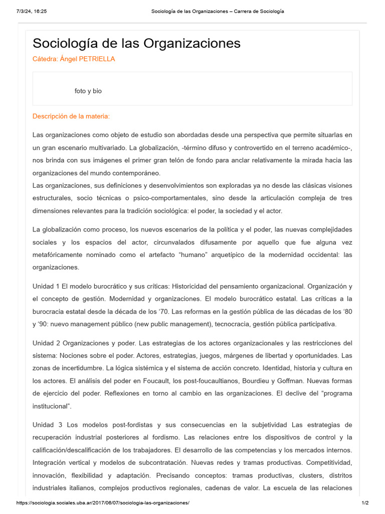 Sociología de Las Organizaciones | PDF | Sociología | Burocracia