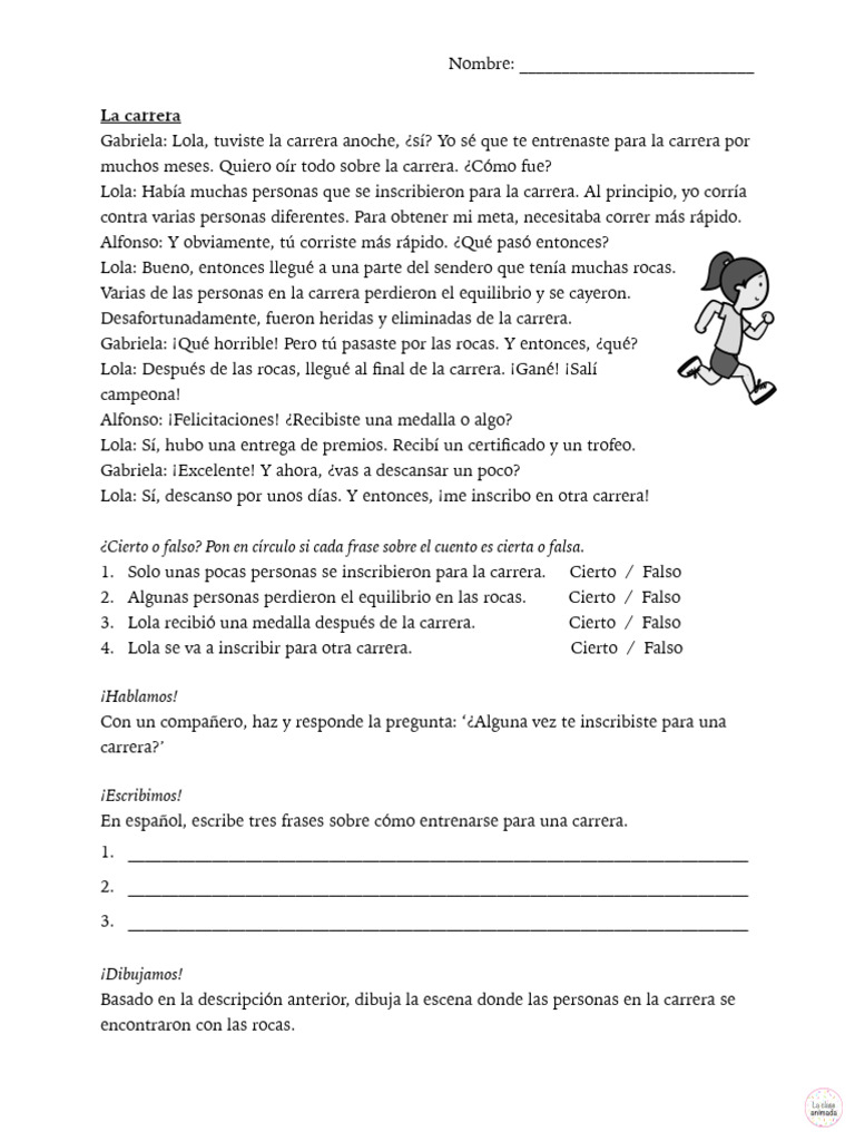La Carrera: ¿Cierto o Falso? Pon en Círculo Si Cada Frase Sobre El ...