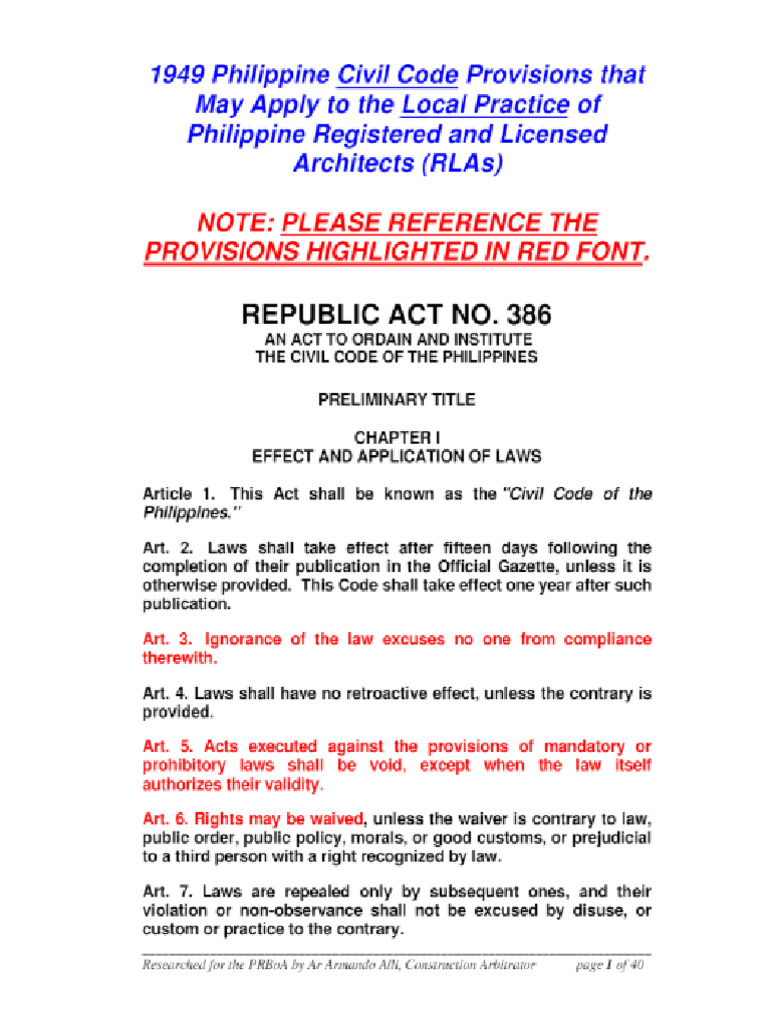 Republic Act 386 | PDF