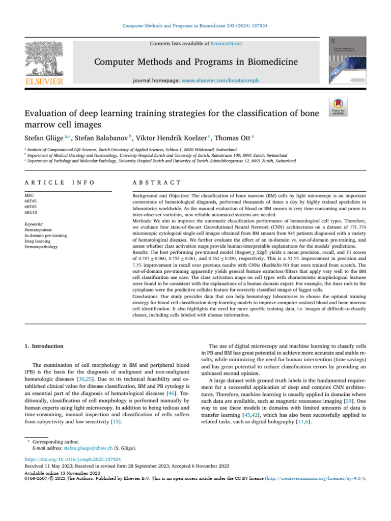 1 s2.0 S0169260723005904 Main | PDF | Deep Learning | Statistical Classification