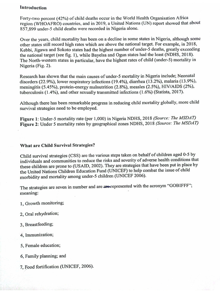 Child Survival Strategies. Mrs Ben | PDF