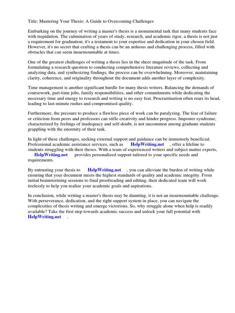 I Am Working On My Master Thesis | PDF | Thesis | Essays