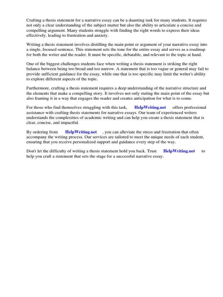 Thesis Statement For Narrative Essay | Download Free PDF | Essays ...