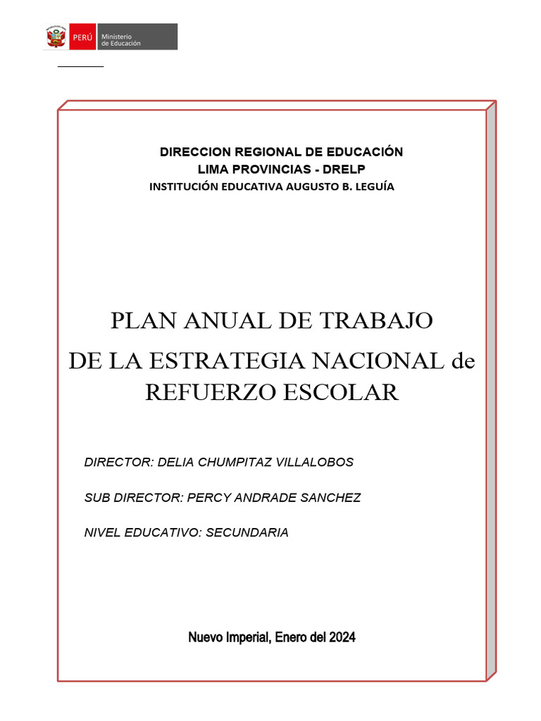 Plan Refuerzo Escolar 2024 | PDF | Evaluación | Educación primaria