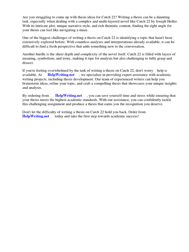 Catch 22 Thesis Ideas | PDF | Thesis | Social Media