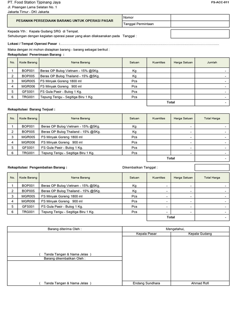Form Stok Maklon | PDF