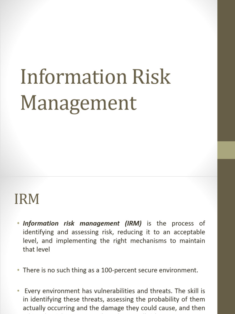 Informtion Risk Management | PDF | Risk | Risk Management
