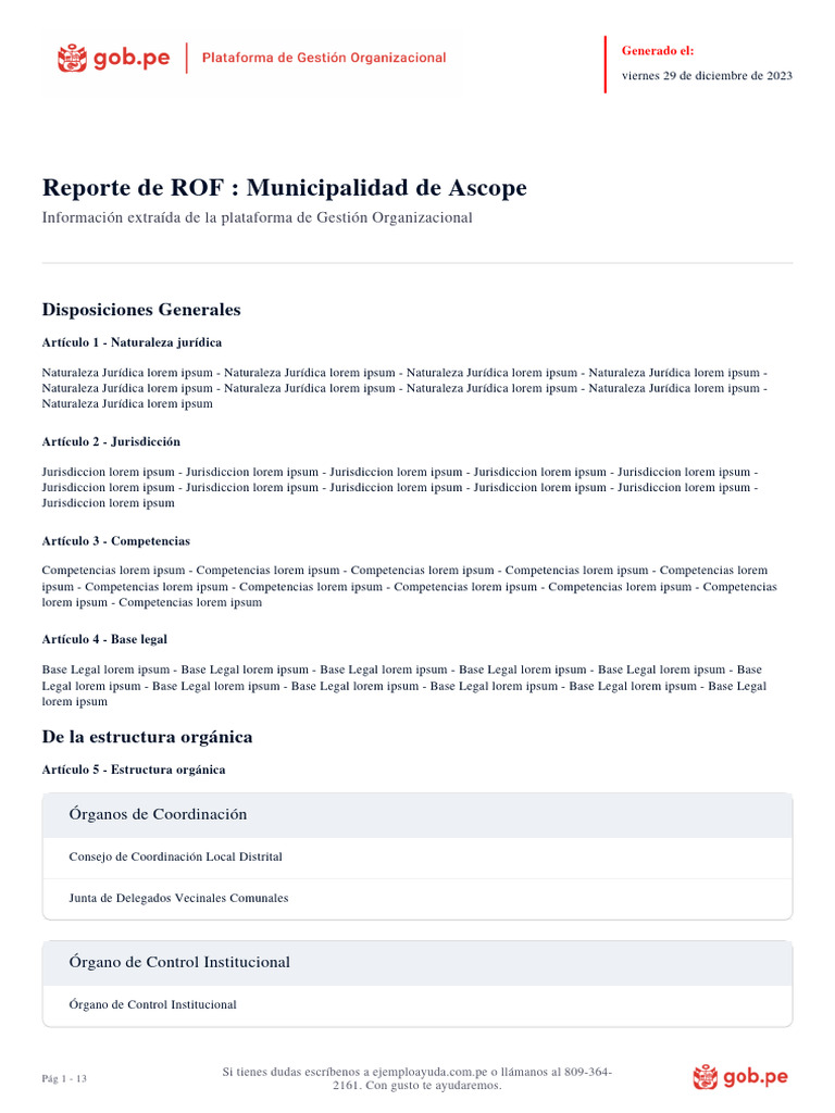 Reporte Rof General | PDF | Alcalde | Gobierno local