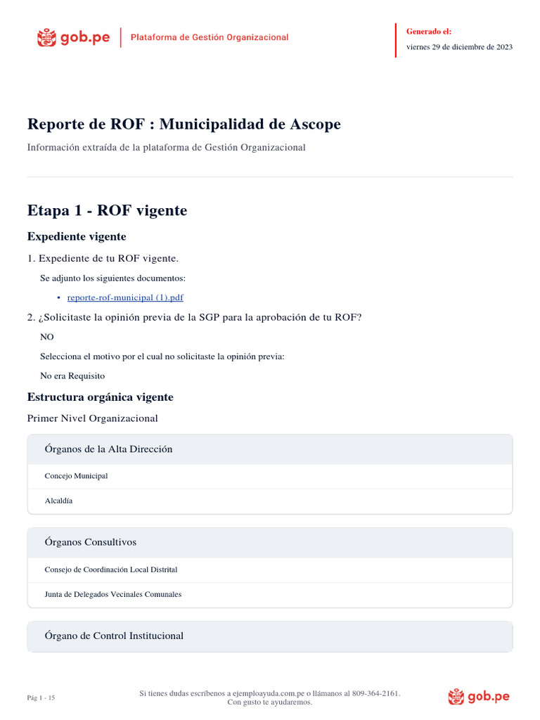 ROF Municipalidad de Ascope: Estructura y Modelo | PDF | Alcalde | Gobierno local