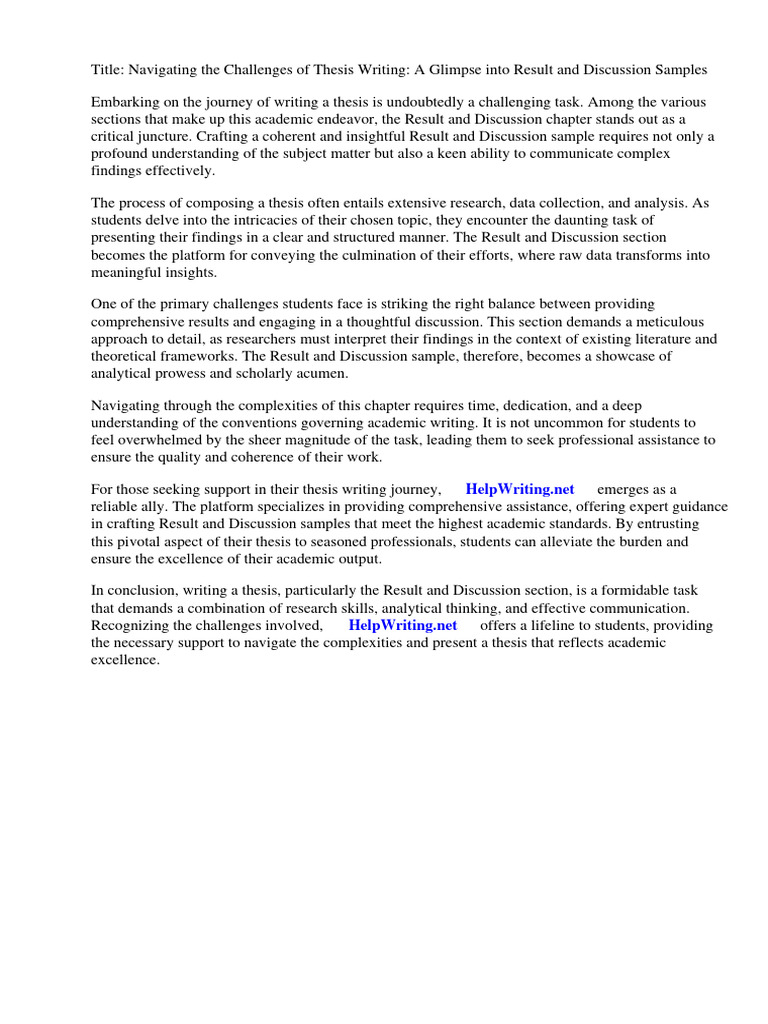 Thesis Result and Discussion Sample | PDF | Thesis | Academic Publishing