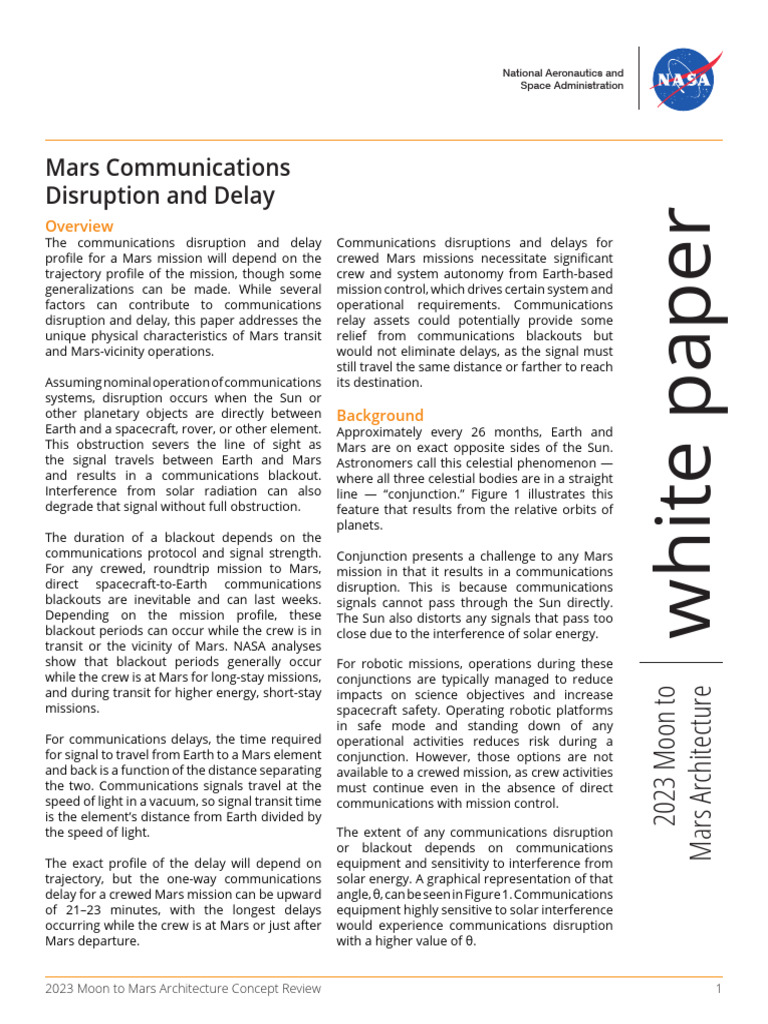 Mars Communications Disruption and Delay | PDF | Mars | Exploration Of Mars
