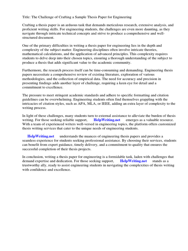 Sample Thesis Paper For Engineering | PDF | Thesis | Essays