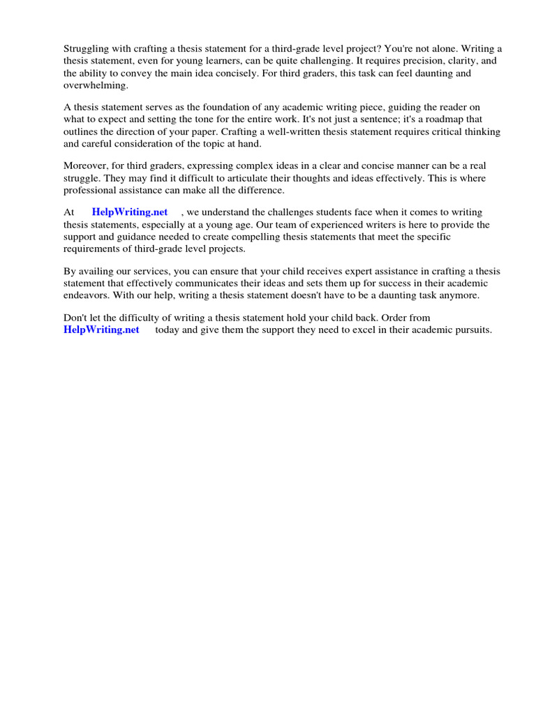 Thesis Statements For 3rd Graders | Download Free PDF | Essays | Thesis