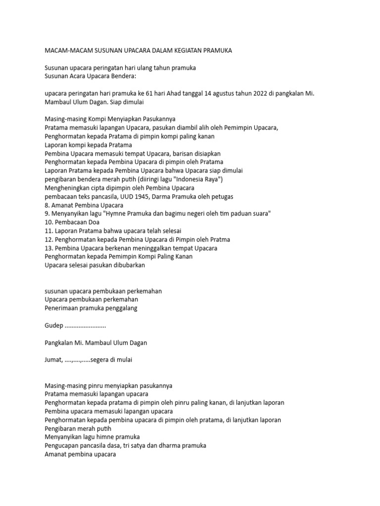 Susunan Upacara Pramuka | PDF