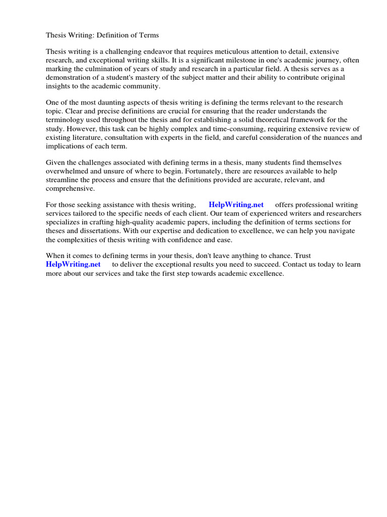 Thesis Writing Definition of Terms | PDF | Thesis | Essays Thesis Writing Definition of Terms | PDF | Thesis | Essays