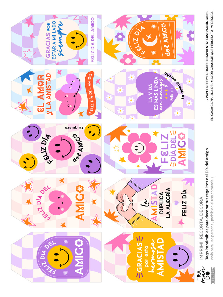 Kit Imprimible Día Del Amigo Caritas | PDF