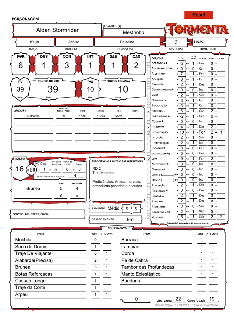 Ficha Editável - Tormenta 20 Jogo Dos Anos-7 | PDF