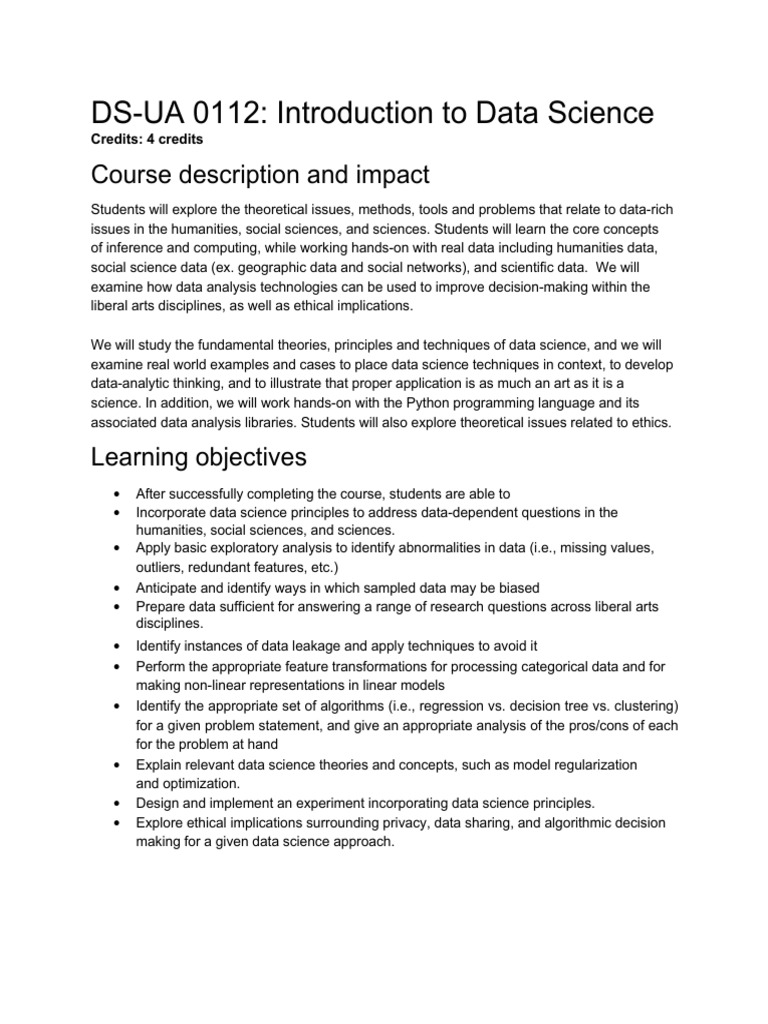 Data Science Syllabus | PDF