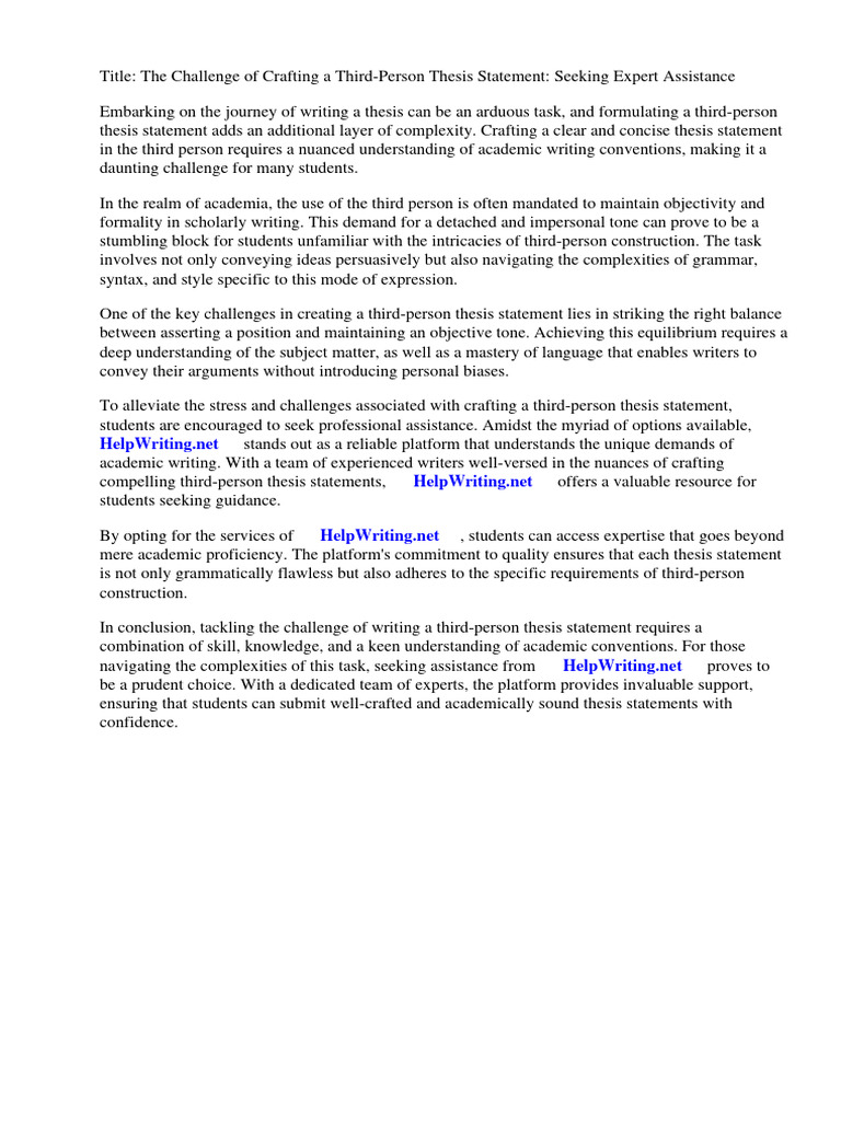 Thesis Statement Examples Third Person | PDF | Essays | Narration
