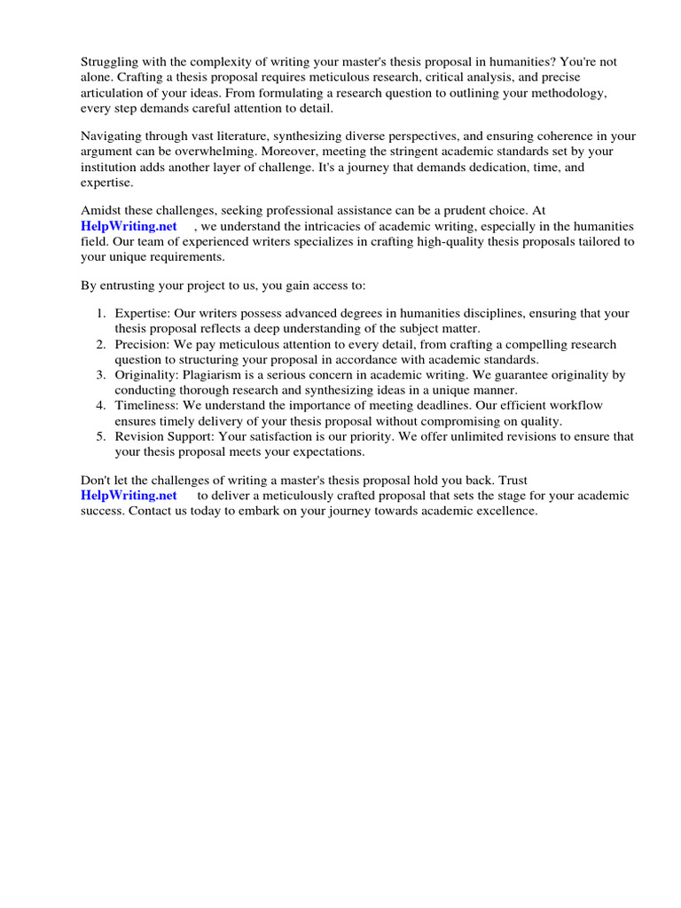 Masters Thesis Proposal Example Humanities | PDF | Thesis | Doctor Of ...