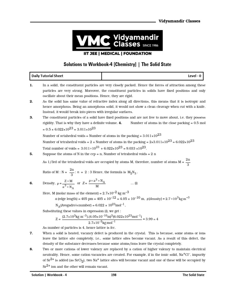 The Solid State Workbook Solutions | Download Free PDF | Ion | Crystal Structure