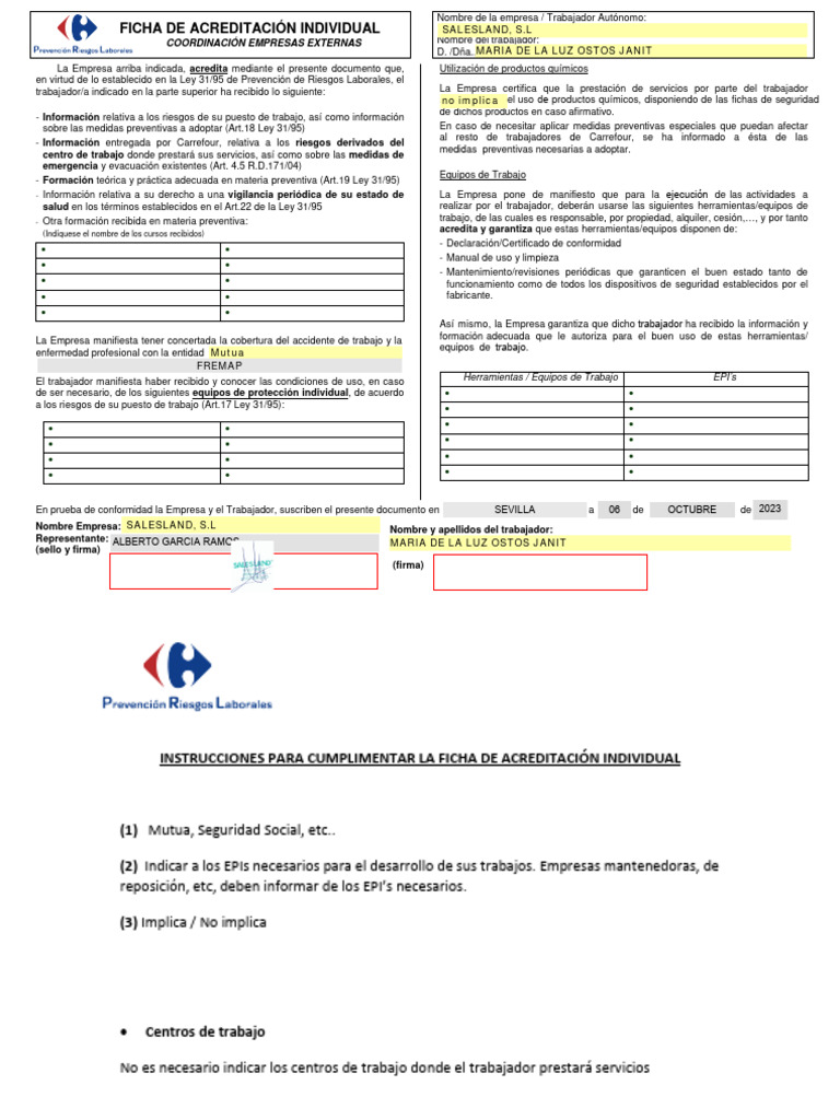 c4 Ficha de Acreditacion Individual - Formulario - V16 MARIA de LA LUZ | PDF | Business