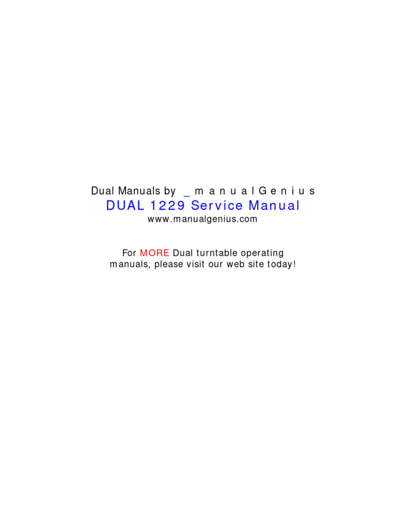 Dual 1229 Turntable Service Manual | PDF