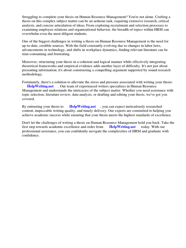 Sample Thesis Title Human Resource Management | Download Free PDF | Human Resource Management ...