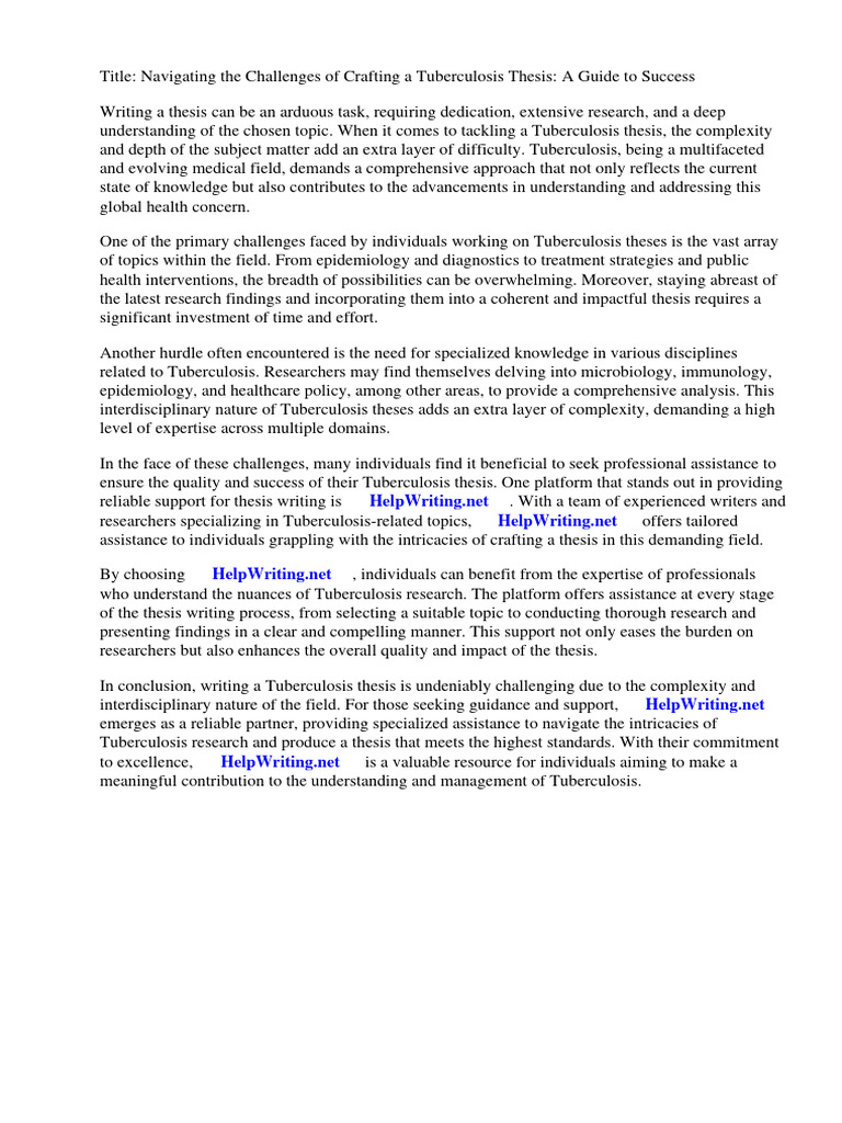 Tuberculosis Thesis Topics | Download Free PDF | Tuberculosis | Infection