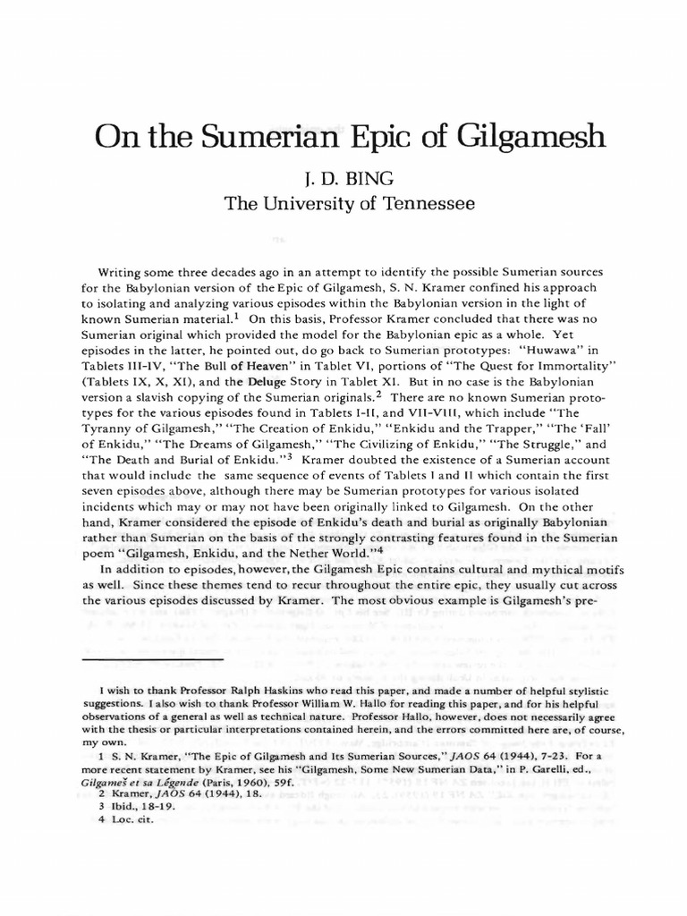 2191 On The Sumerian Epic of Gilgamesh | PDF | Epic Of Gilgamesh | Sumer