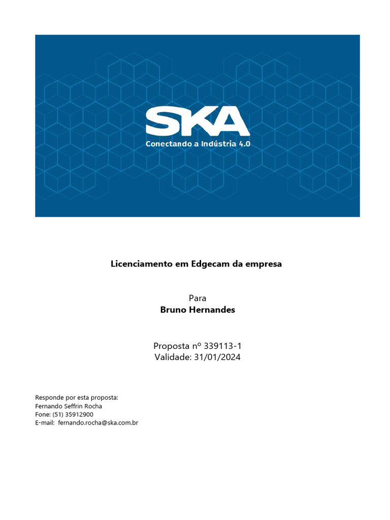 Proposta de Licenciamento EDGECAM SKA | PDF