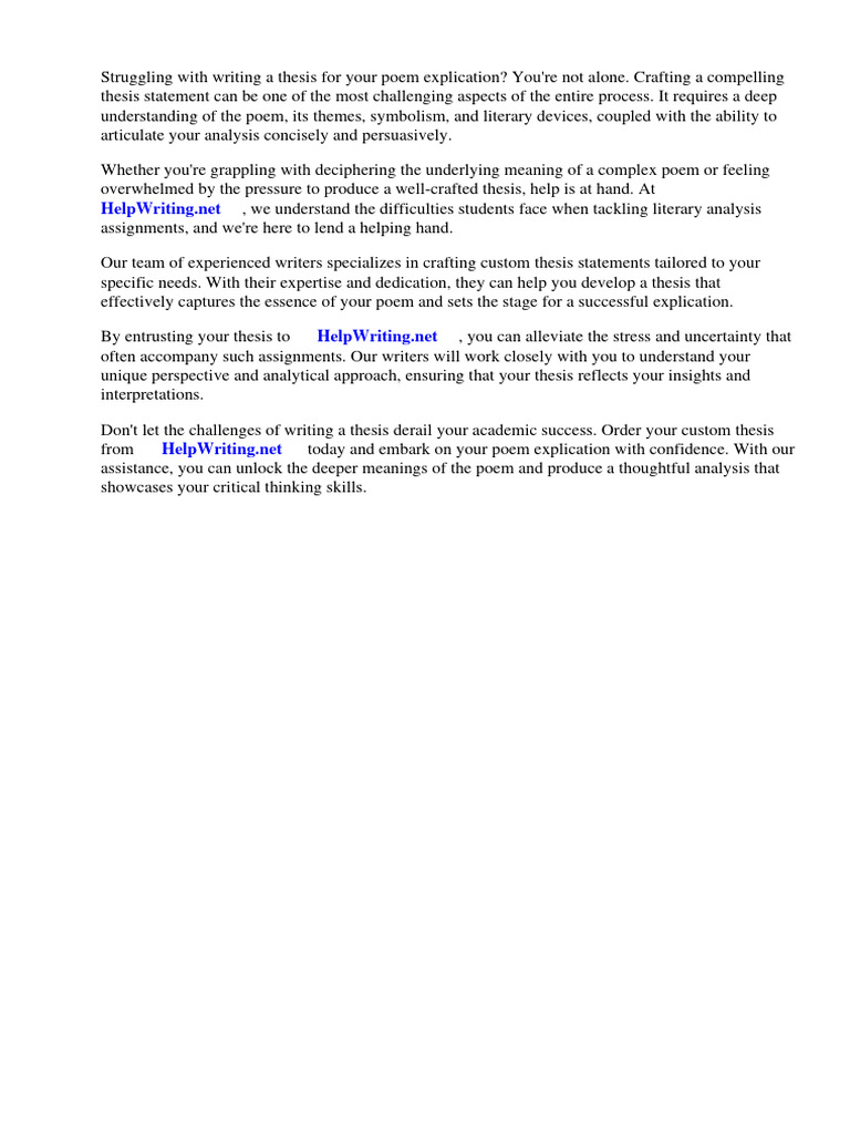 Thesis For Poem Explication | PDF | Poetry | Essays