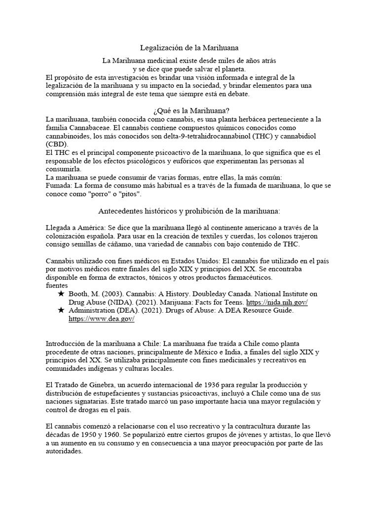 Legalizacion De La Marihuana Pdf Cannabis Droga Legalidad Del