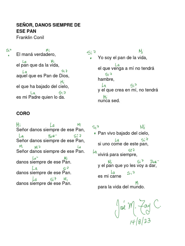 Señor, Danos Siempre de Ese Pan Franklin Conil | PDF