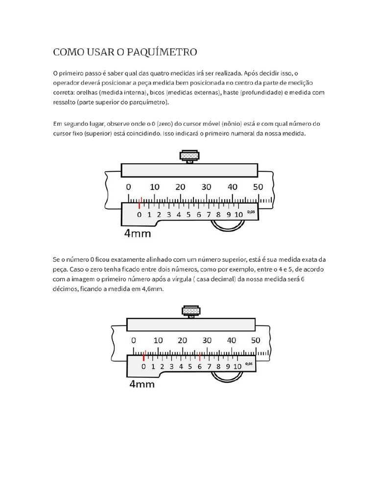 Como Usar o Paquimetro | PDF