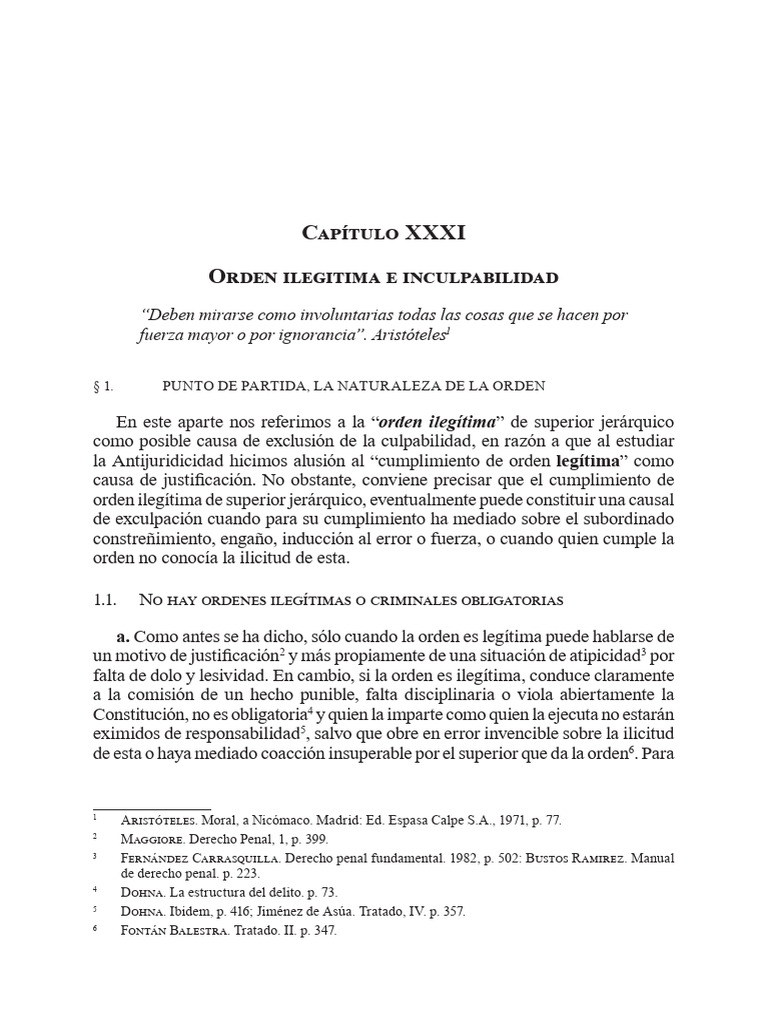 Orden Ilegitima e Inculpabilidad - Capitulo Libro | PDF