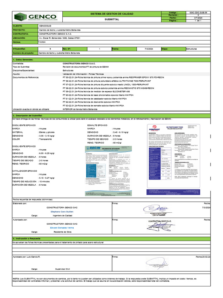 FG-GENCO-01-F16-ST 09-Ficha Técnica de Pintura de EEMM | PDF