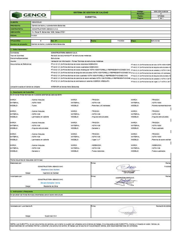 FG Genco 01 f16 ST 08 Ficha Técnica de Eemm | PDF
